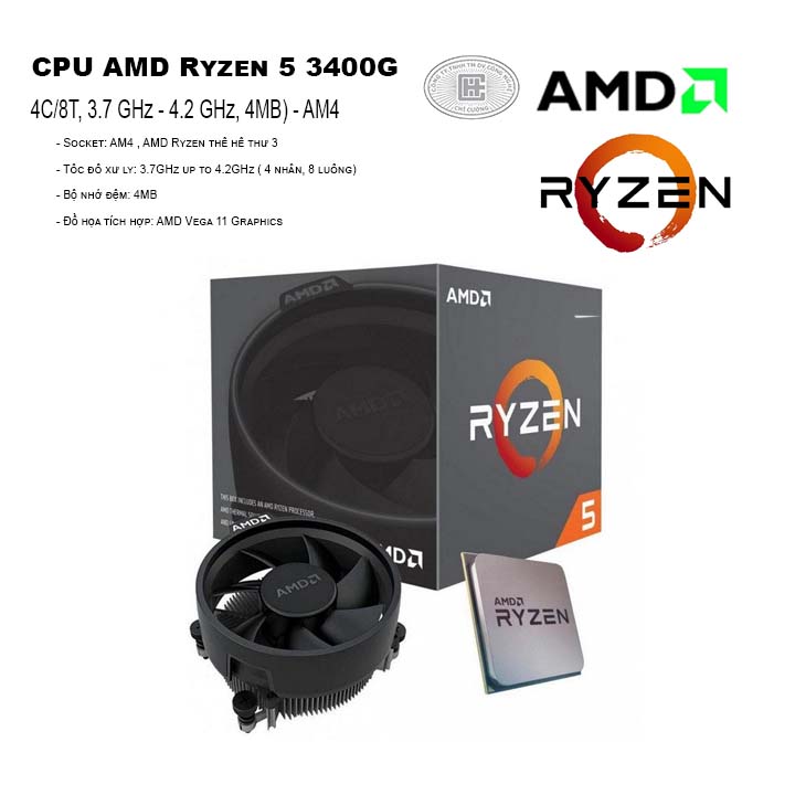 CPU AMD Ryzen 5 3400G (4C/8T, 3.7 GHz - 4.2 GHz, 4MB) - AM4 | Công ty ...