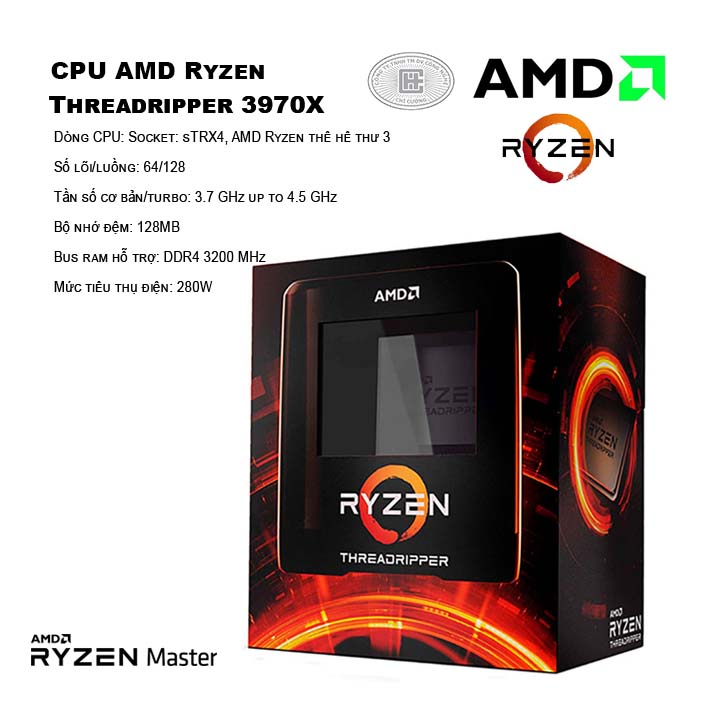 CPU AMD Ryzen Threadripper 3970X (32C/64T, 3.7 GHz up to 4.5 GHz, 128MB ...
