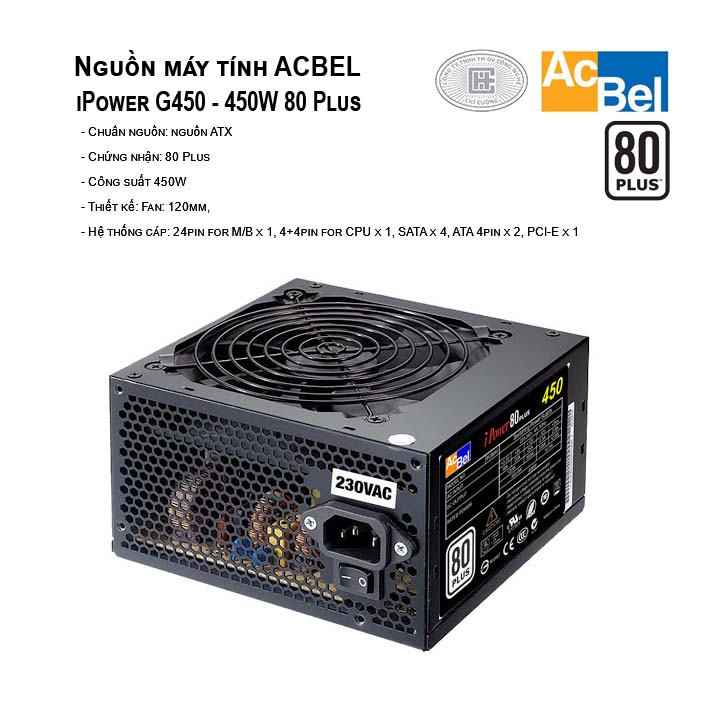 Nguồn máy tính AcBel iPower G450 - 450W 80 Plus | Công ty uy tín tại T.p HCM