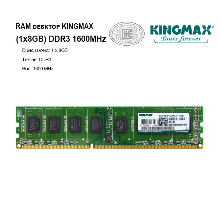 RAM PC KINGMAX DDR3 8GB Bus 1600MHz | Công ty uy tín tại T.p HCM