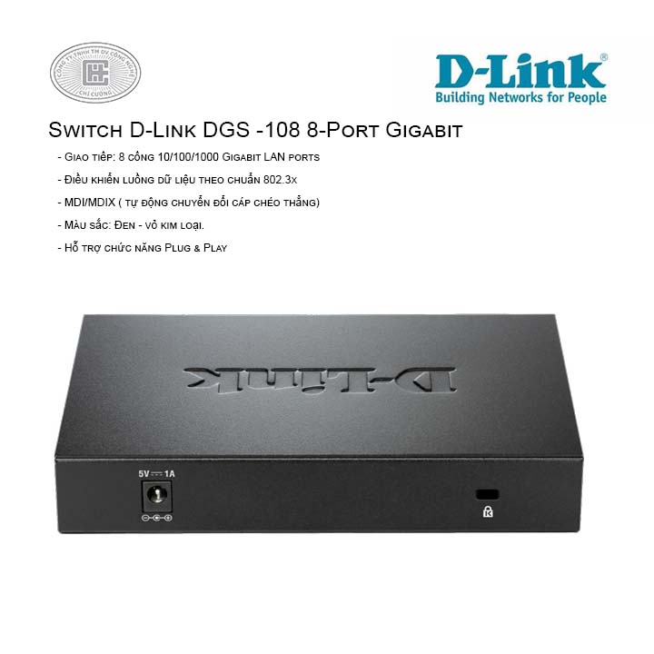 Switch D-Link DGS -108 8-Port Gigabit | Công ty uy tín tại T.p HCM
